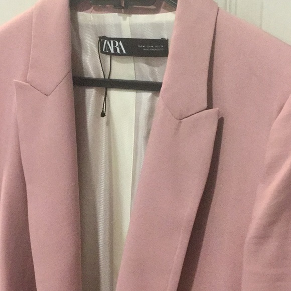 Zara | Jackets & Coats | Zara Relaxed Fit Long Blazer Powder Pink ...